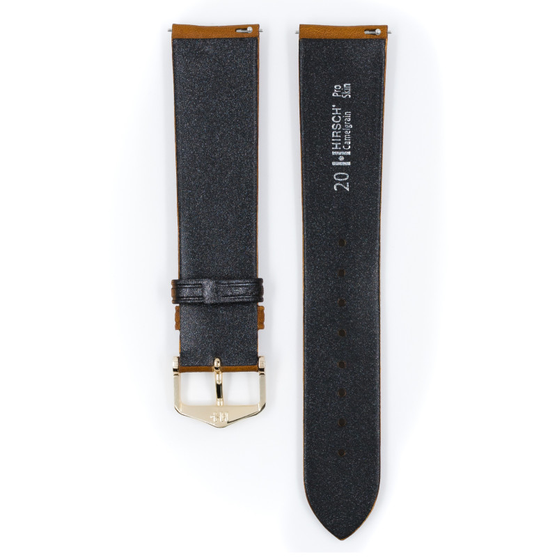 HIRSCH Camelgrain 01009110-1 kalfsleren cognac horlogeband fijn patroon ...