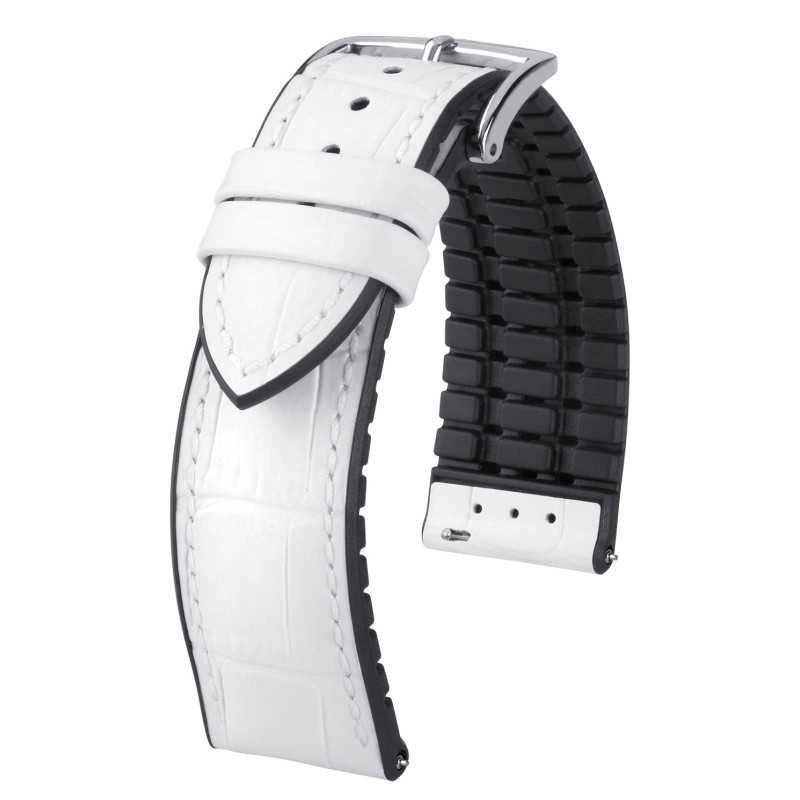 HIRSCH Paul 0925028100-2 witte leren horlogeband met krokodillenpatroon ...