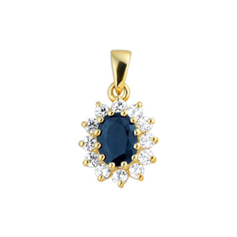 Saffier hanger goud met zirkonia's | Mostert Juweliers