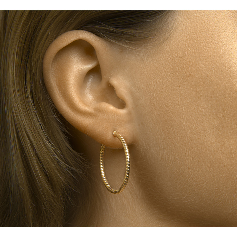 Zilgold oorringen met bewerking - Diameter 29.5 mm | Mostert Juweliers