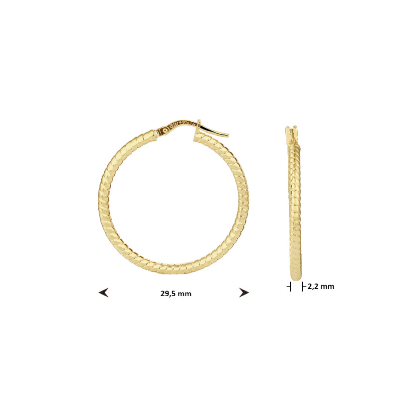 Zilgold oorringen met bewerking - Diameter 29.5 mm | Mostert Juweliers