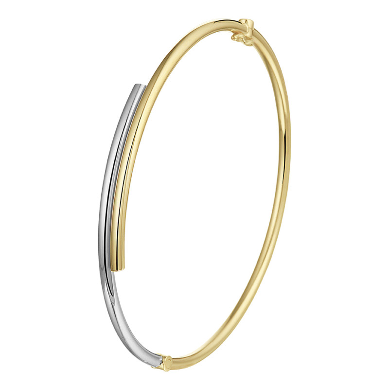 Zilgold bicolor bangle met scharniersluiting 5 x 60 mm | Mostert Juweliers