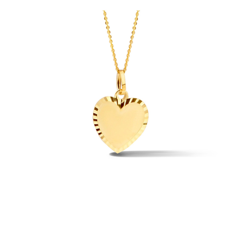 Gouden hartjes hanger met gediamanteerde rand | Mostert Juweliers