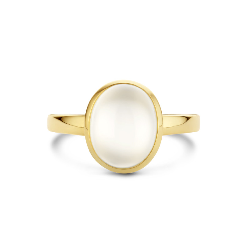 14-karaat geelgouden ring met maansteen | Mostert Juweliers