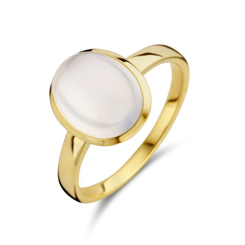 14-karaat geelgouden ring met maansteen | Mostert Juweliers