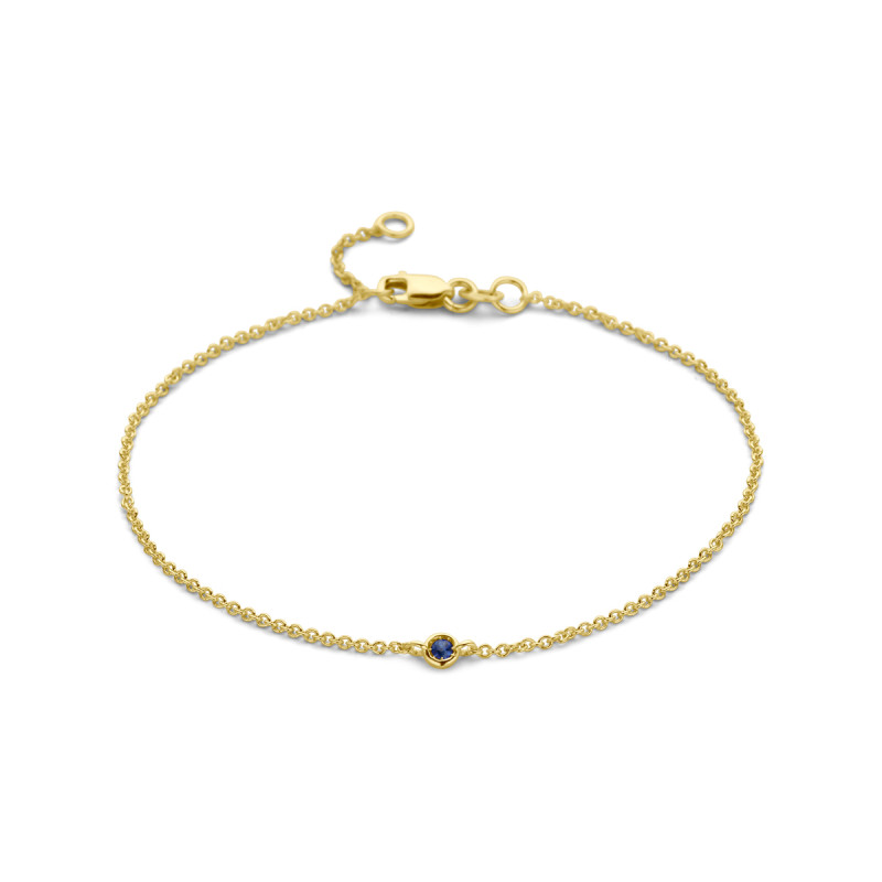 14-karaat gouden edelsteen armband met blauwe saffier - Lengte 16-18 cm ...