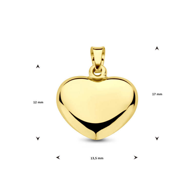 14-karaat gouden glanzende hartjes hanger - 13.5 mm x 12 mm | Mostert ...