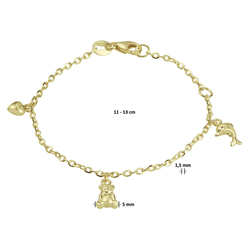 14-karaat gouden kinderarmband met bedeltjes - Lengte 11 - 13 cm ...