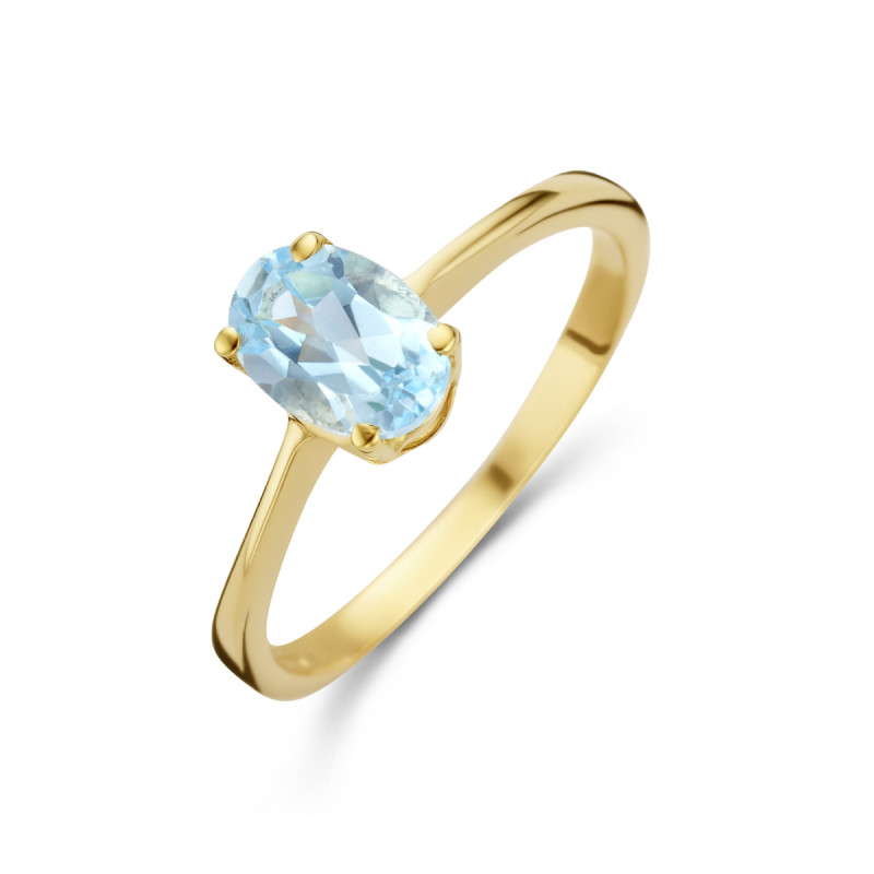 14-karaat ring met blauw topaas 0.05 crt | Mostert Juweliers