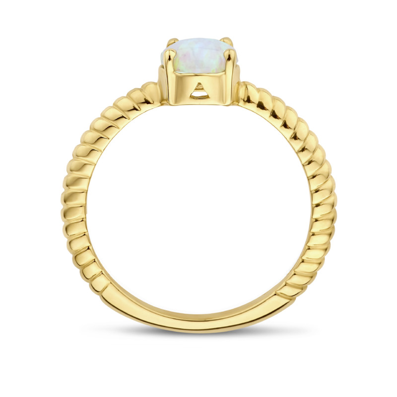 Gouden gedraaide ring met solitaire synthetische opaal van 6 mm ...