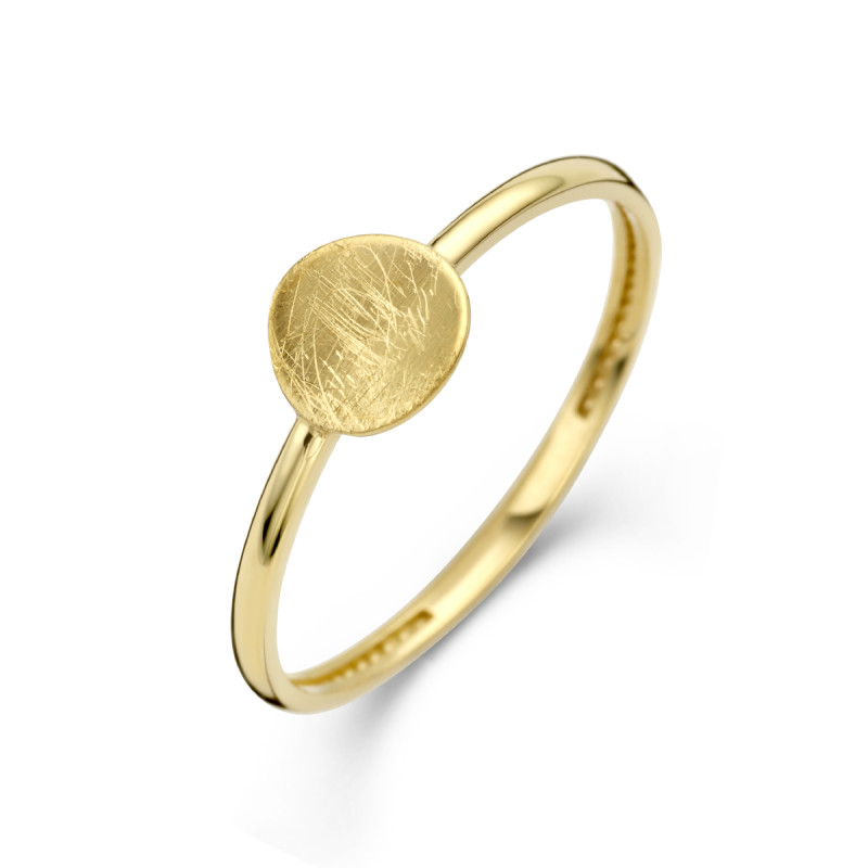 Gouden ring met gescratched rondje | Mostert Juweliers