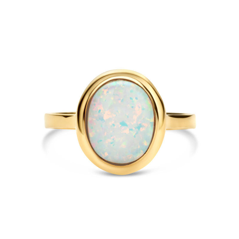 Gouden ring met ovale opaliet | Mostert Juweliers