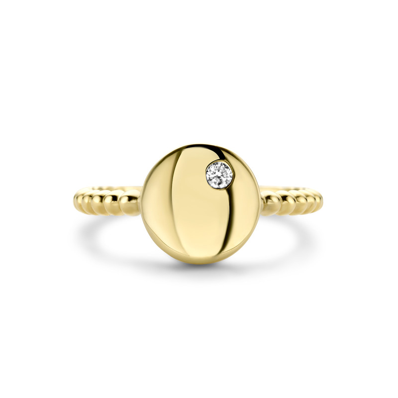 Gouden ring met rondje en zirkonia | Mostert Juweliers