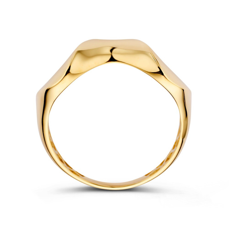 Moderne 14-karaat gouden ring met speelse twist | Mostert Juweliers