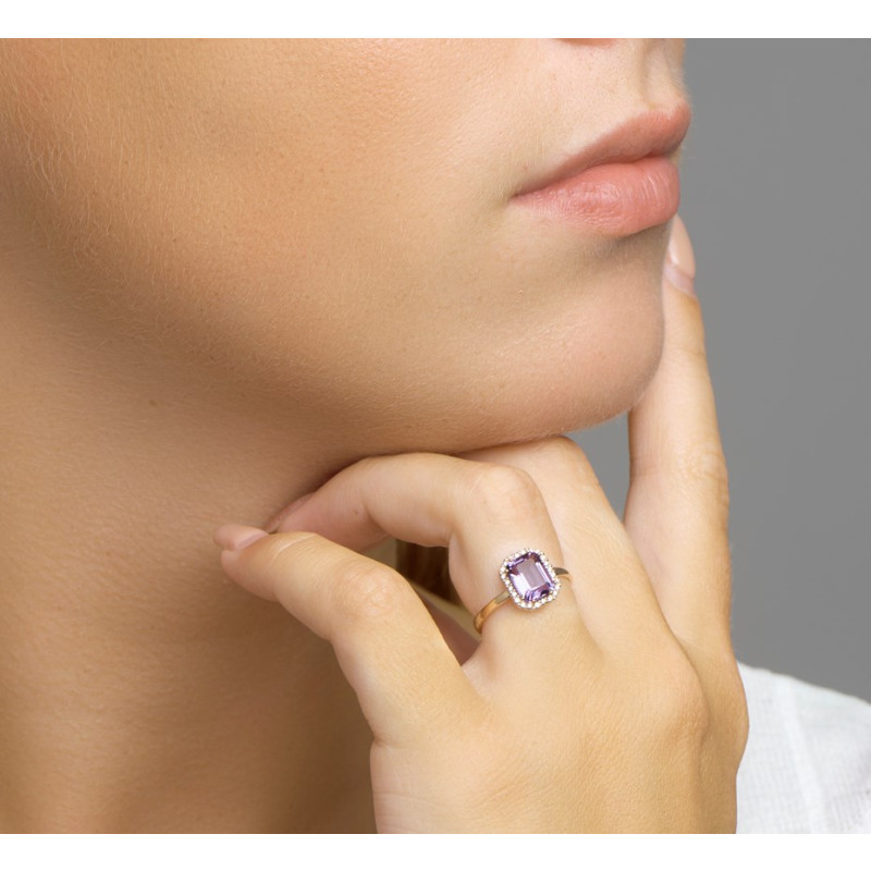 Ring edelsteen roségoud amethist diamant | Mostert Juweliers