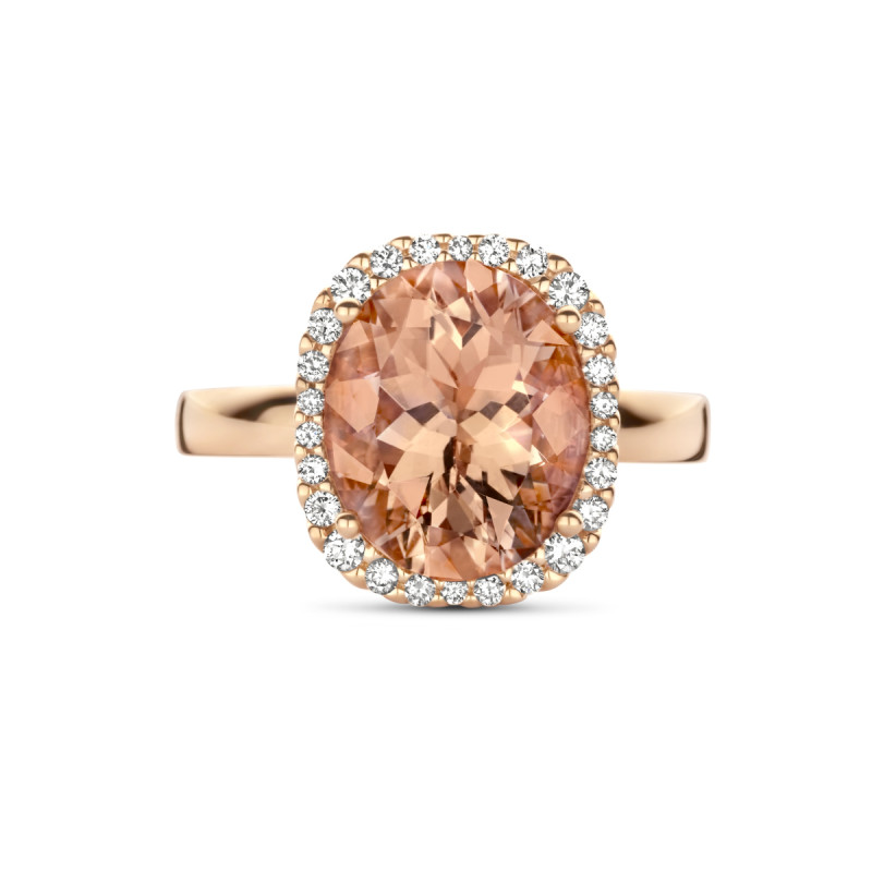 Roségouden ring met diamant en morganiet | Mostert Juweliers