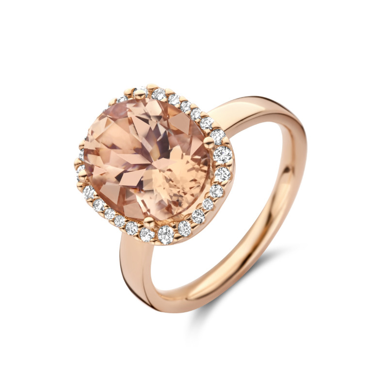 Roségouden ring met diamant en morganiet | Mostert Juweliers